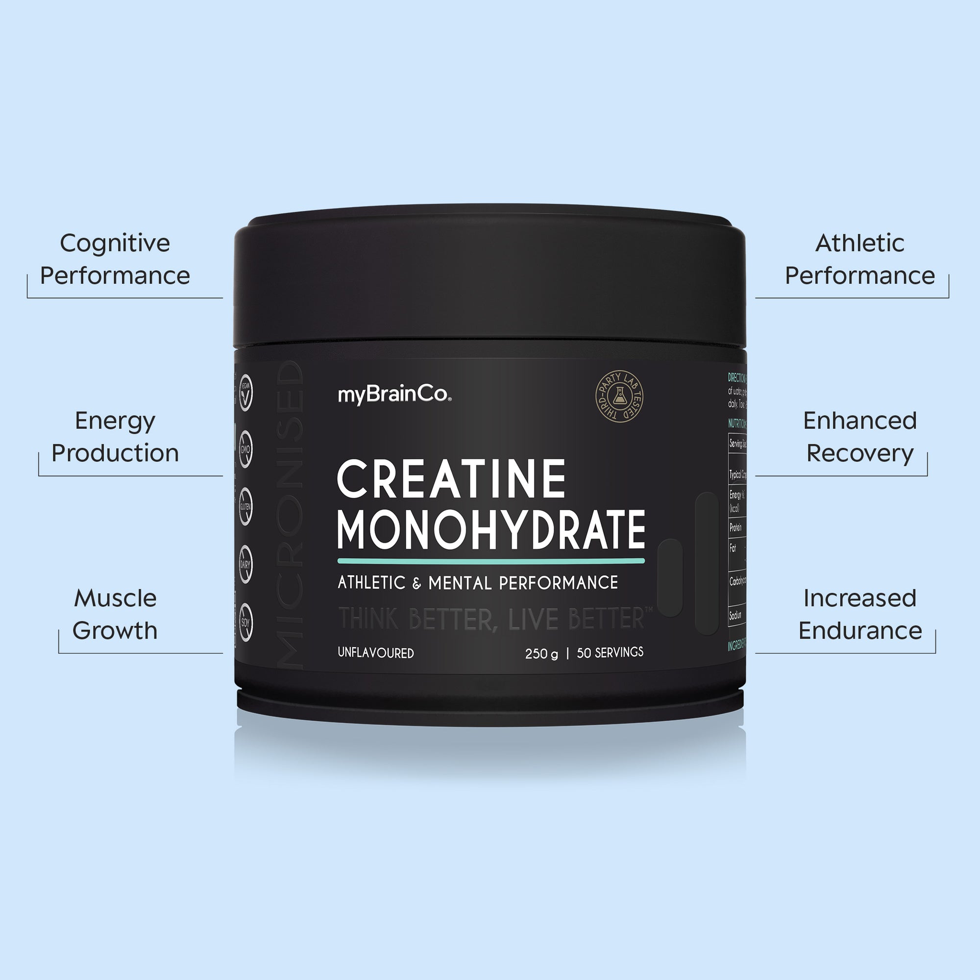 Creatine Monohydrate | Micronised & Lab-Tested | myBrainCo
