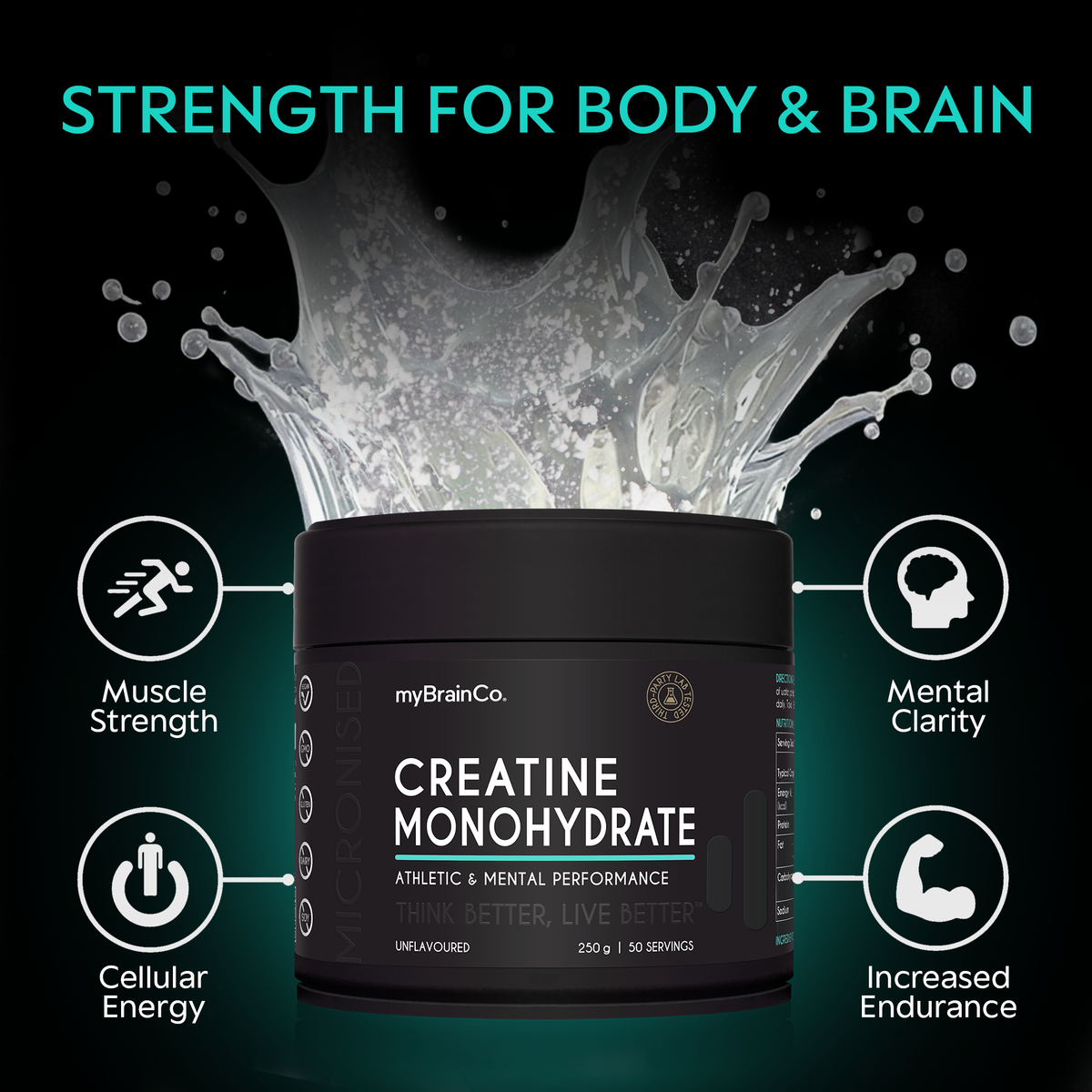 Creatine Monohydrate | Micronised & Lab-Tested | myBrainCo